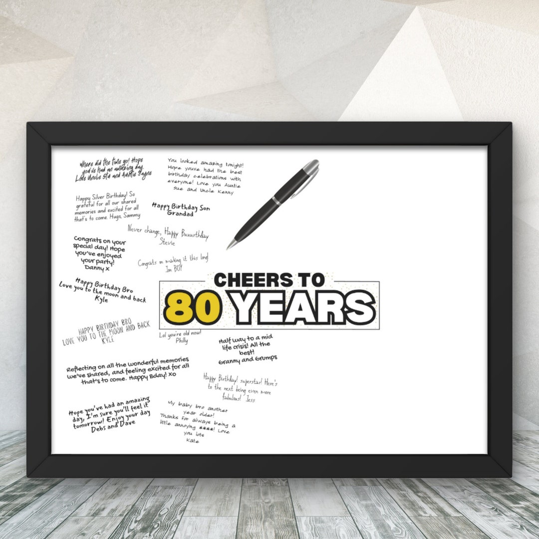 80th Birthday Signature Poster A3 Size - Memorable Guest Book ...