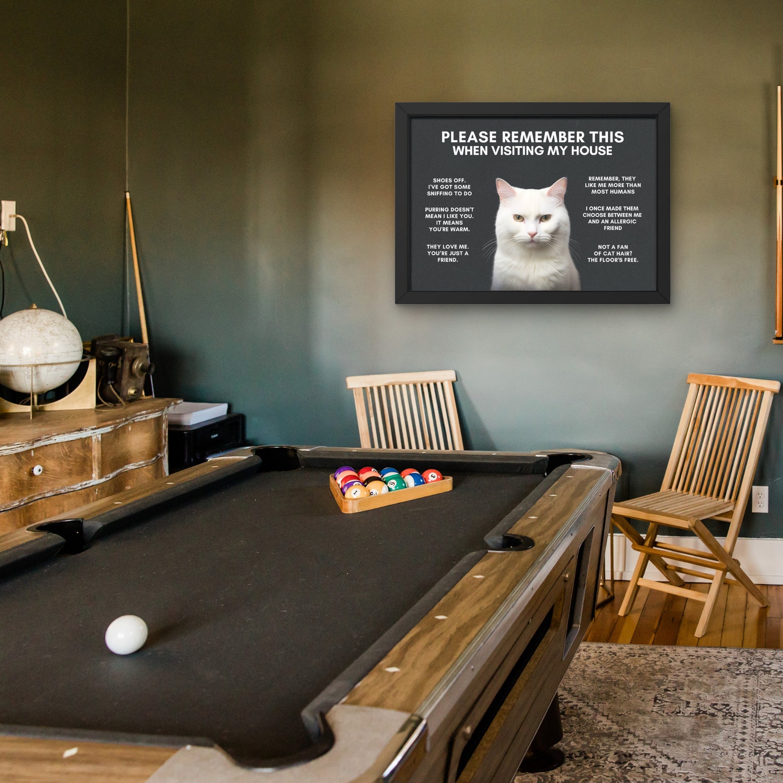 Funny White Cat House Rules Print: Cat Lover Gift - Etsy