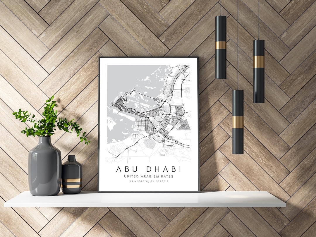 Abu Dhabi Map Print: Minimalist UAE Wall Art - Etsy