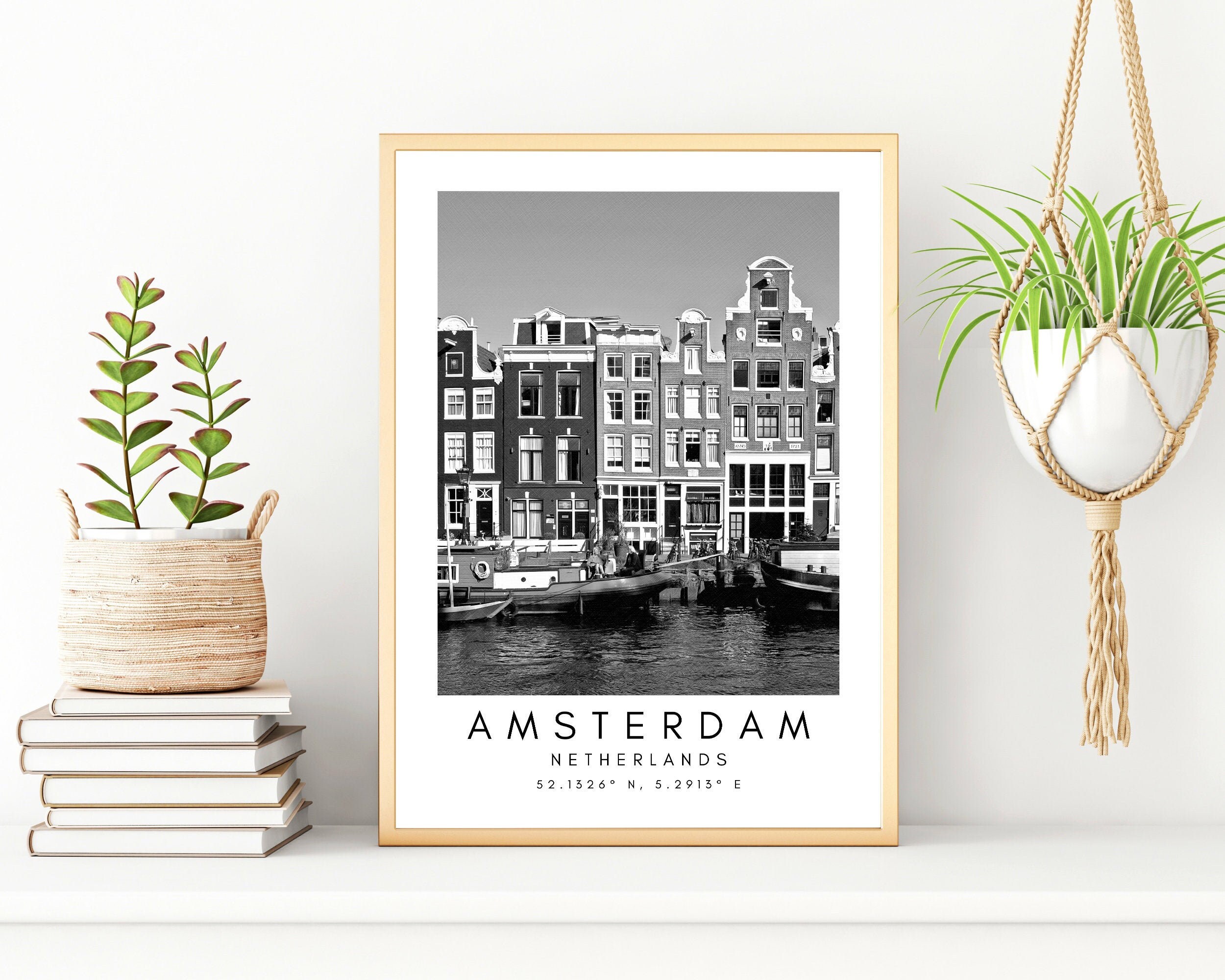 Amsterdam Wall Art City Travel Amsterdam Print City Coordinates ...