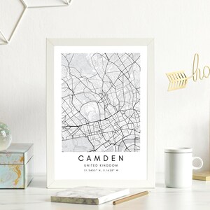 Camden, London Map Poster, UK Map Prints With Coordinates, Camden Town ...