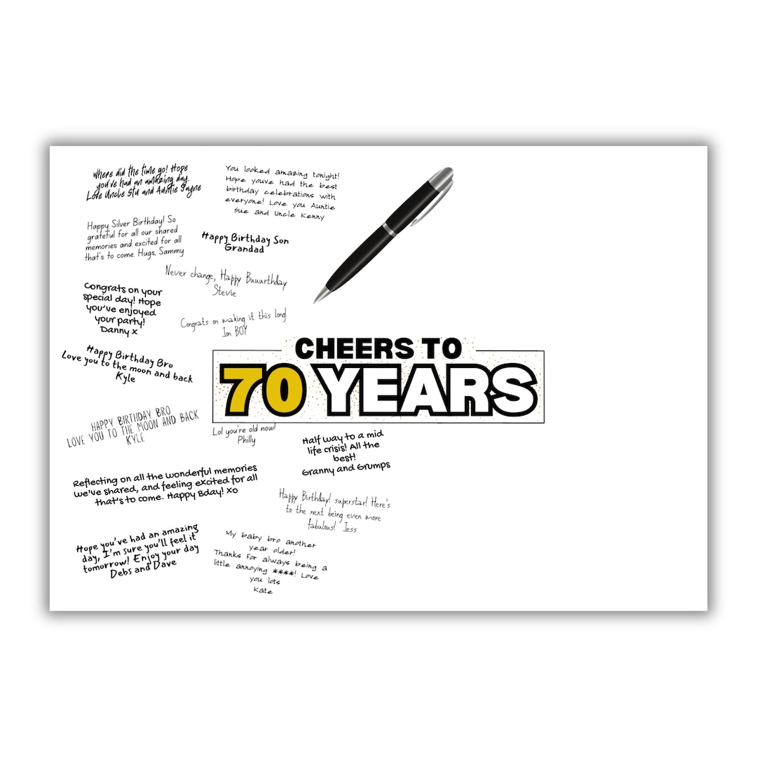 70th Birthday Signature Poster A3 Size - Memorable Guest Book ...