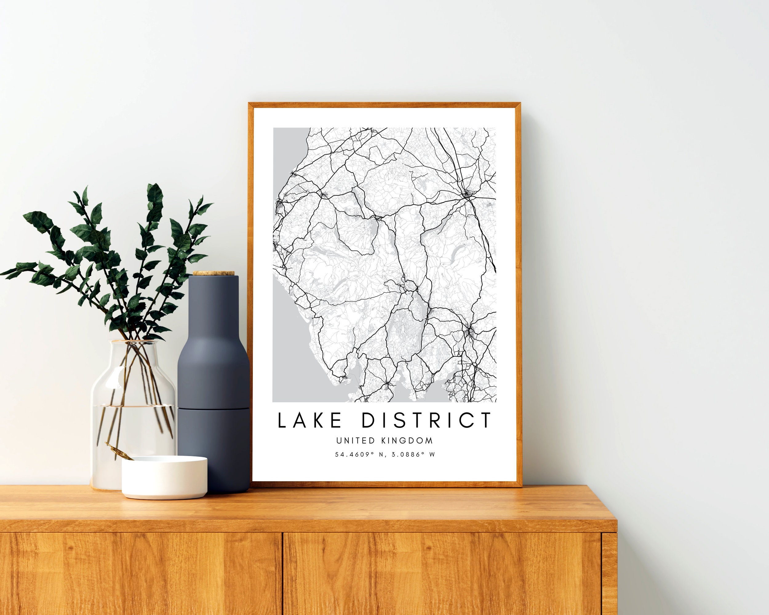 Lake District National Park Minimalist Map Art Lake District - Etsy UK