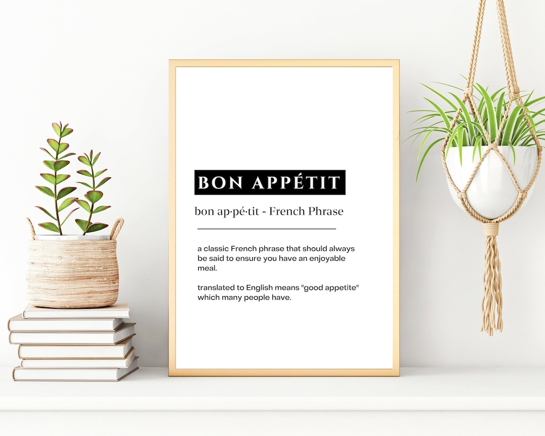 Bon Appétit Definition Print Framed Wall Art Home Decor - Etsy