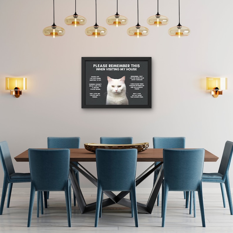 Funny White Cat House Rules Print: Cat Lover Gift - Etsy
