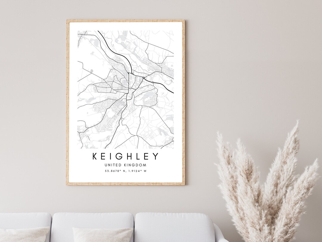 Keighley Minimalist Map Print, Keighley West Yorkshire Map Poster ...