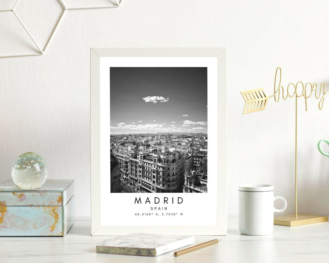 Madrid Print: Black and White Cityscape, Spain Travel Art - Etsy