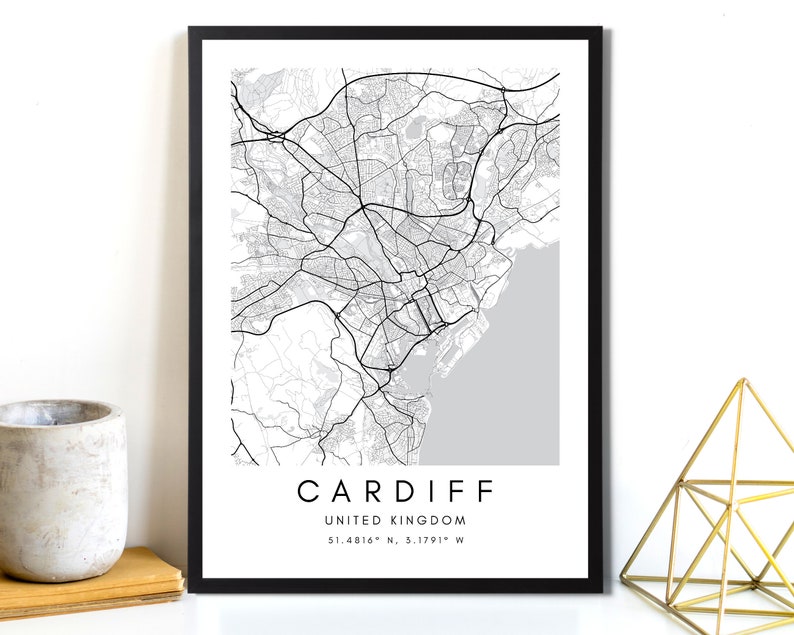 Cardiff Map Art Poster Map Printable Wall Art Decor | Etsy