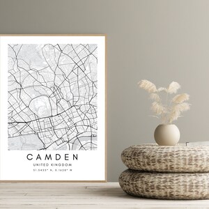 Camden, London Map Poster, UK Map Prints With Coordinates, Camden Town ...