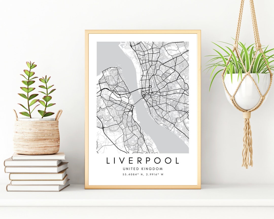 Liverpool Map Print Art – Liverpool City Map Wall Art - Liverpool ...