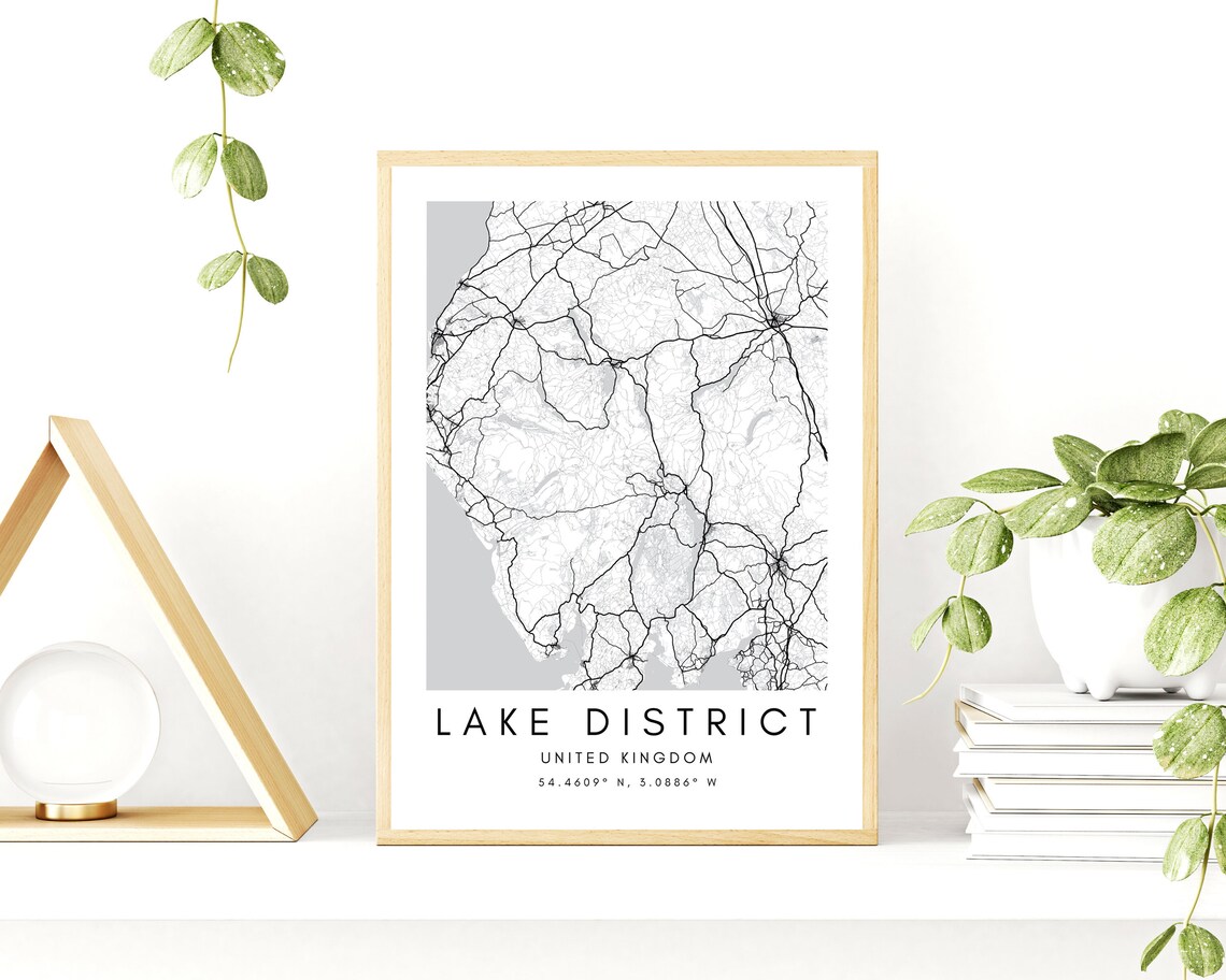 Lake District National Park Minimalist Map Art Lake District - Etsy UK