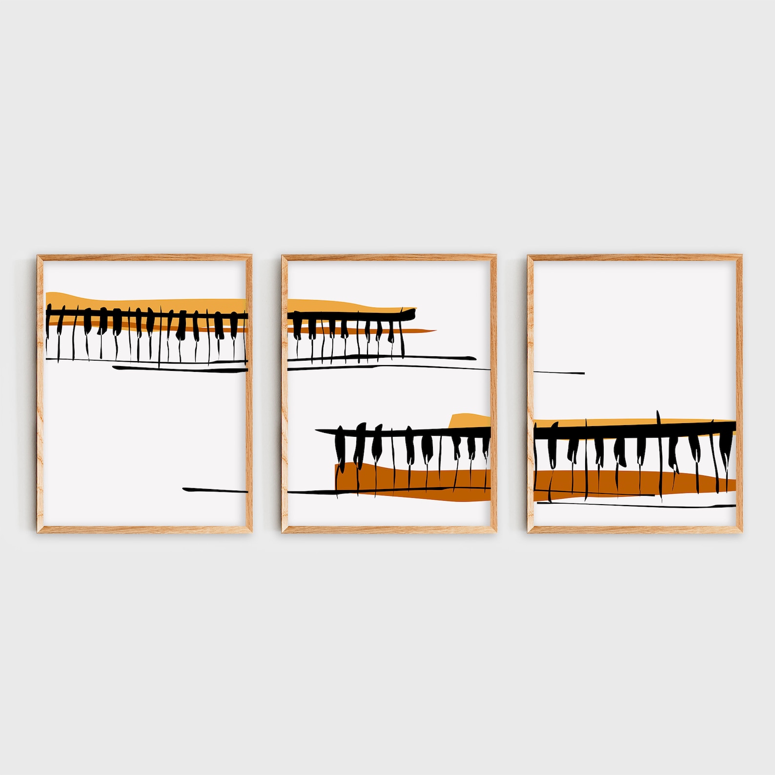 Set of 3 Piano Set Wall Art, Keyboard Poster, Terra Cotta Digital Art ...