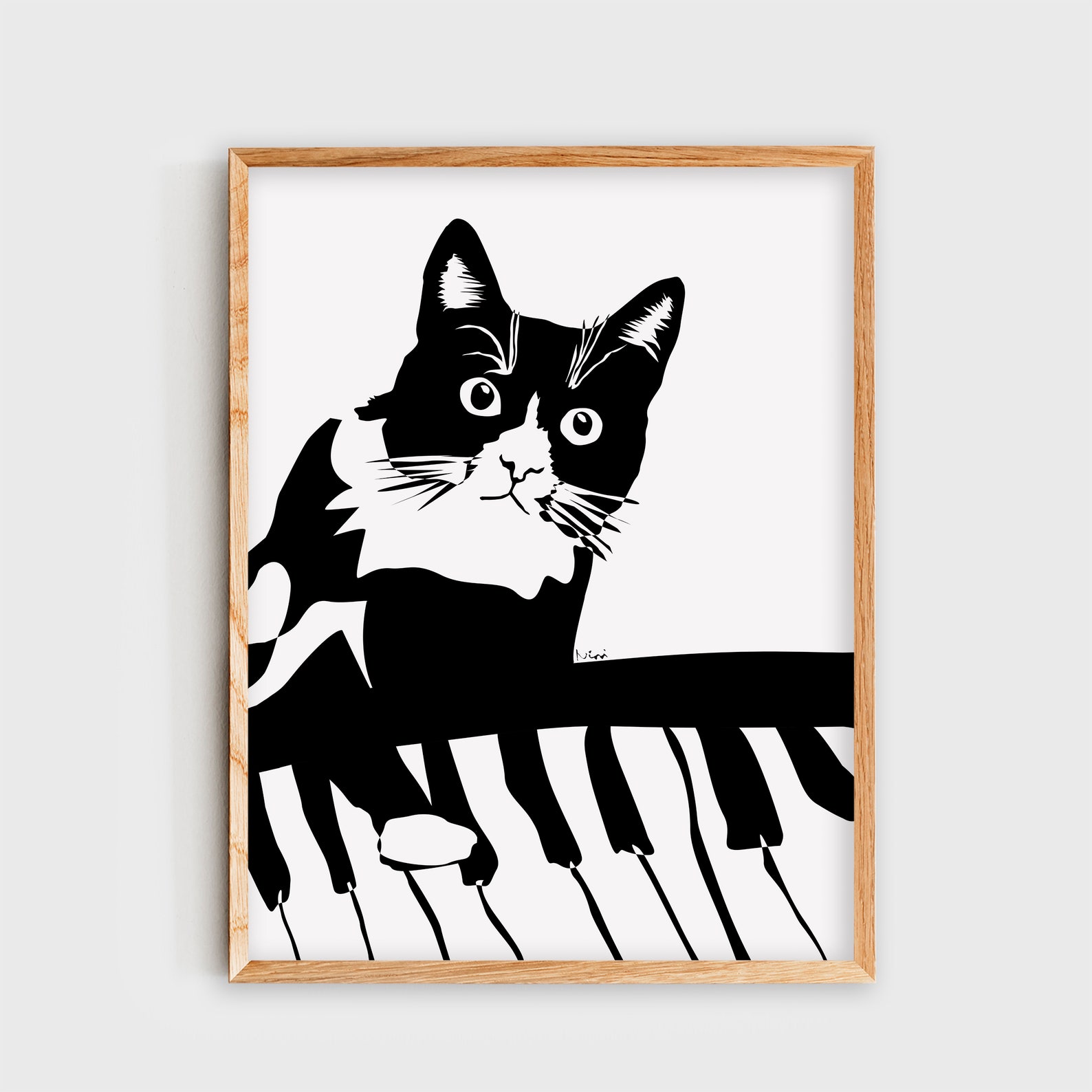 Piano Cat Wall Art, Piano Poster, Minimalist Contemporary Terra Cotta ...