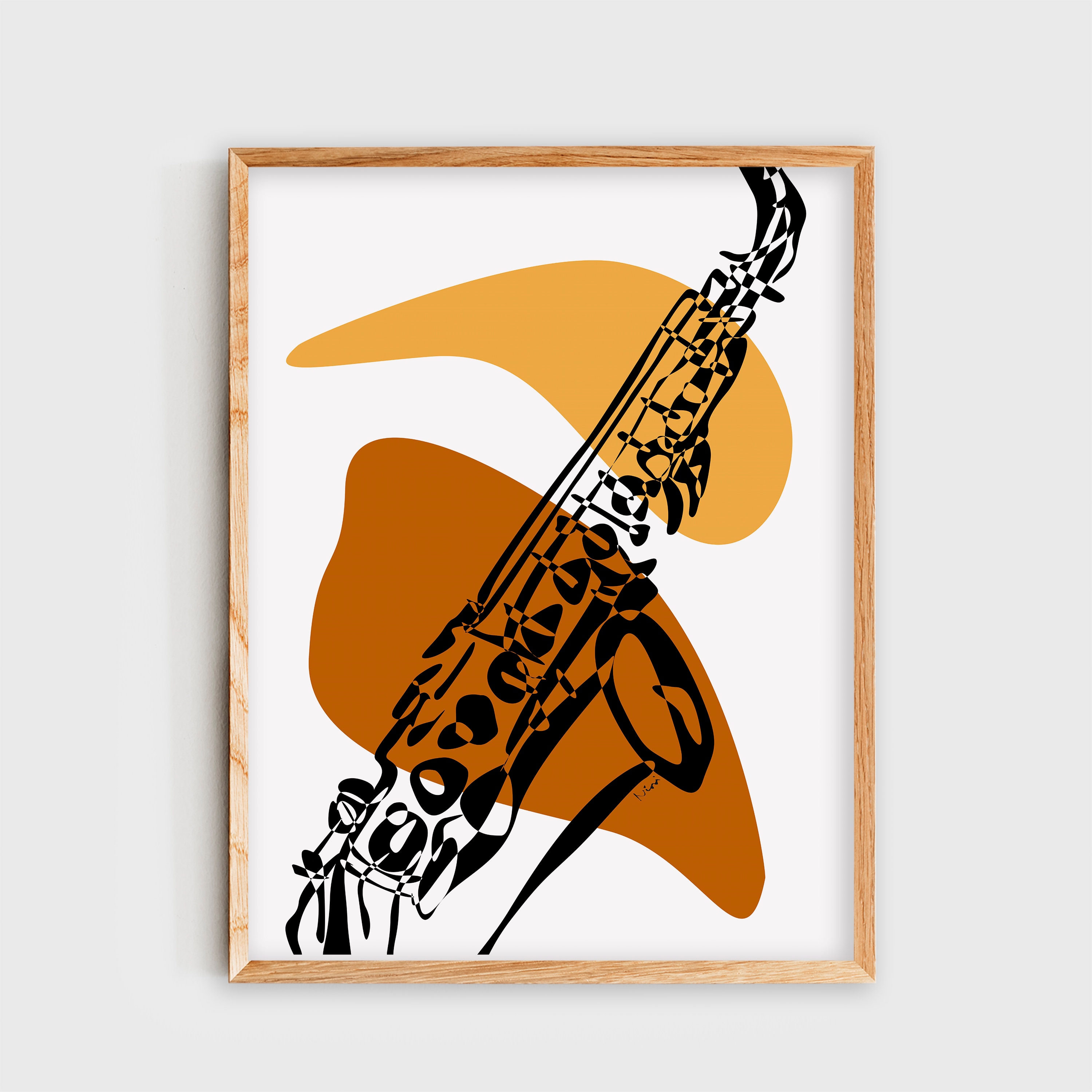 Saxophone Wall Art, Saxophone Poster, Minimalist Terra Cotta Digital ...