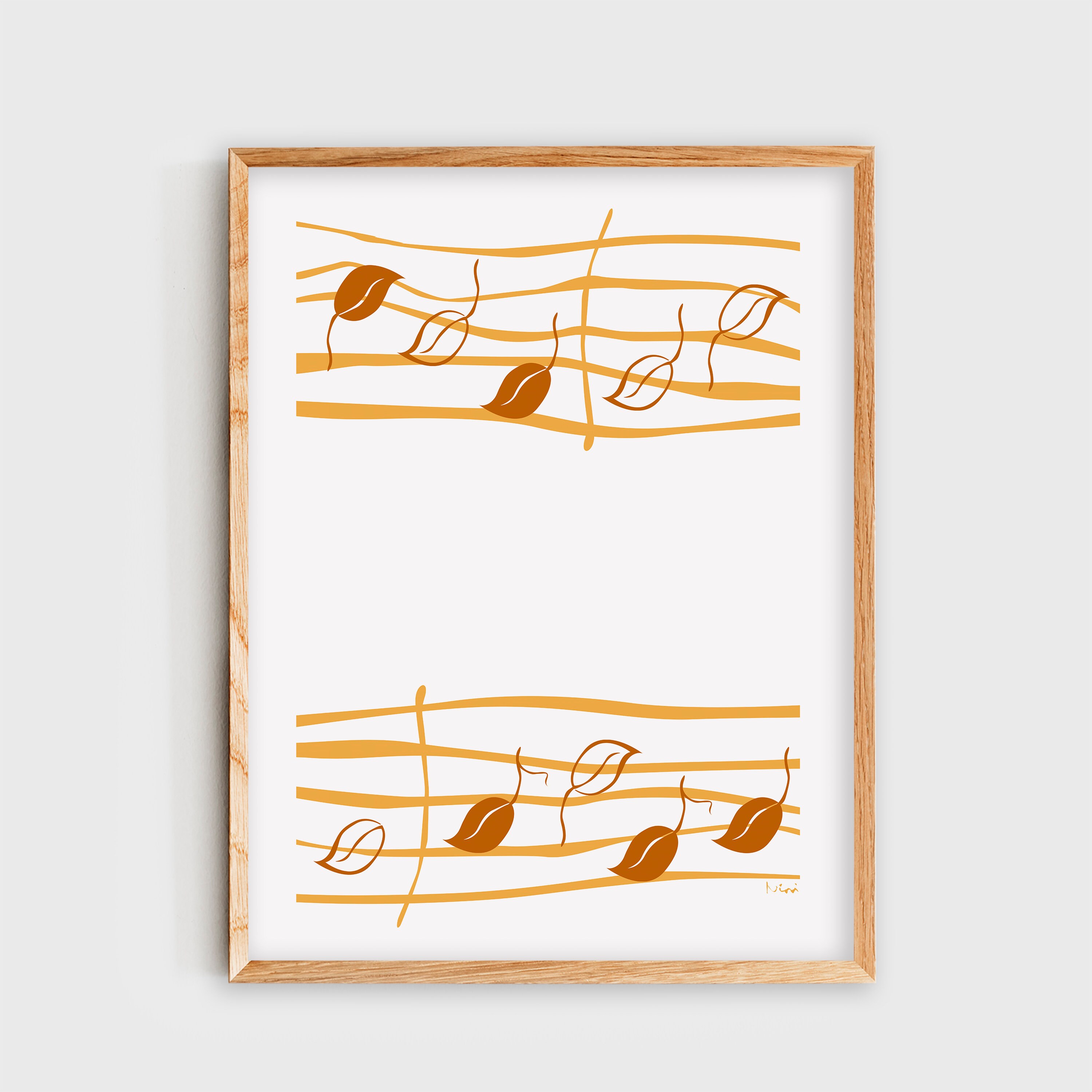 Music Notes Wall Art Leaf Music Poster Minimalist Terra - Etsy