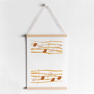 Music Notes Wall Art, Leaf Music Poster, Minimalist Terra Cotta Digital ...