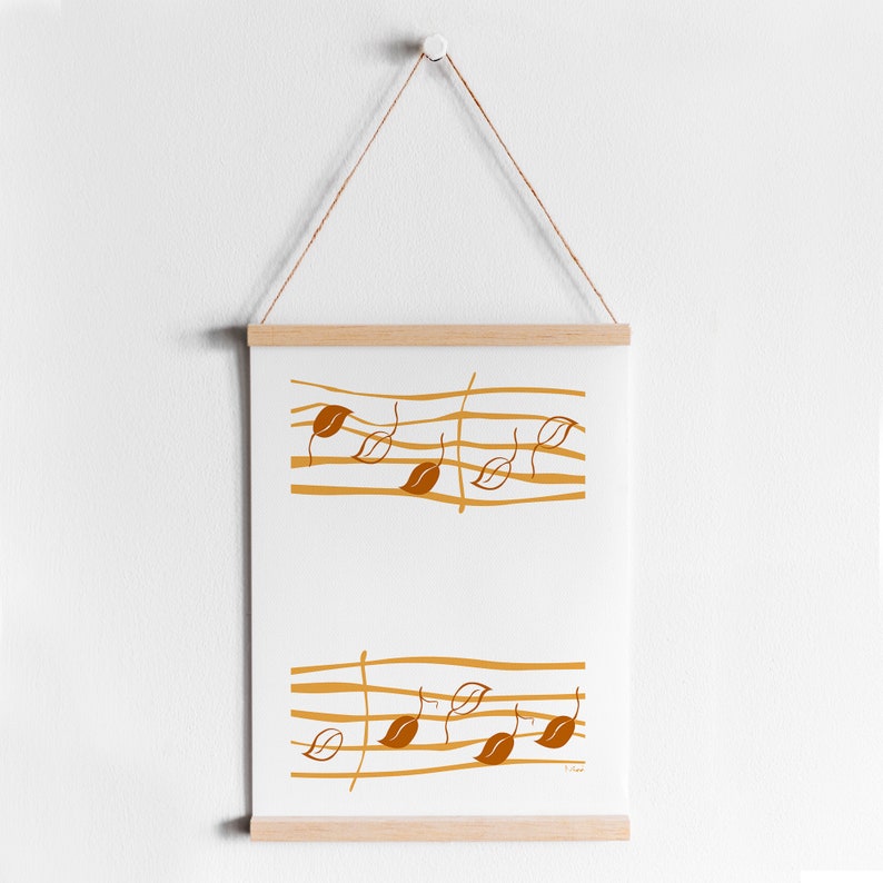 Music Notes Wall Art Leaf Music Poster Minimalist Terra - Etsy