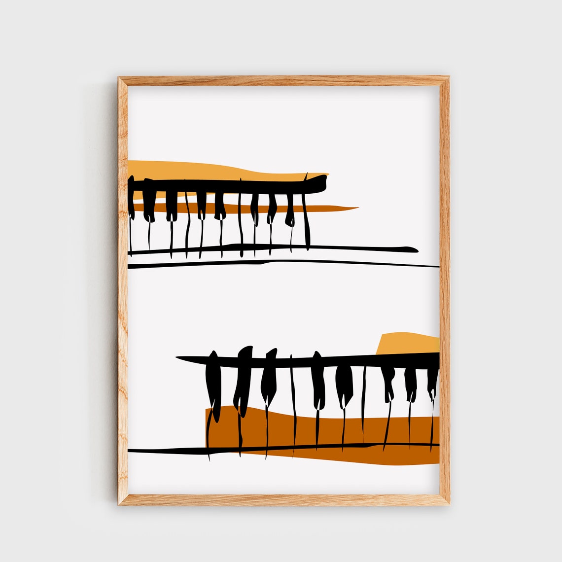 Set of 3 Piano Set Wall Art, Keyboard Poster, Terra Cotta Digital Art ...