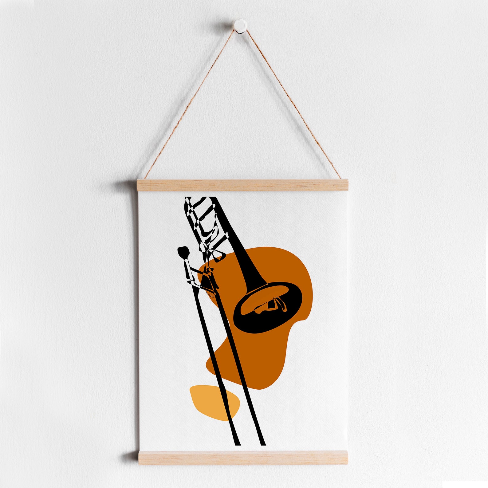 Trombone Wall Art, Trombone Poster, Minimalist Terra Cotta Digital Art ...