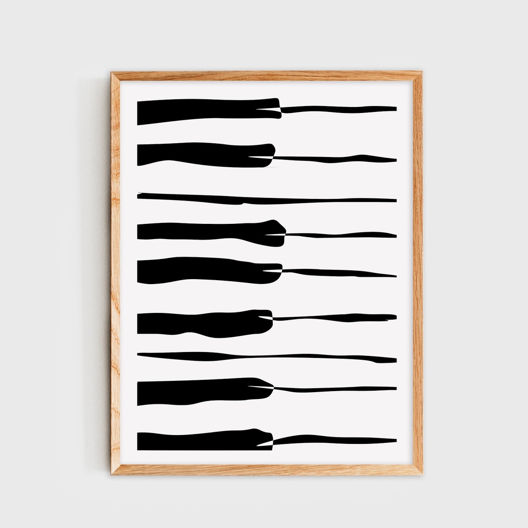 Piano Wall Art, Piano Poster, Minimalist Black and White Digital Art ...
