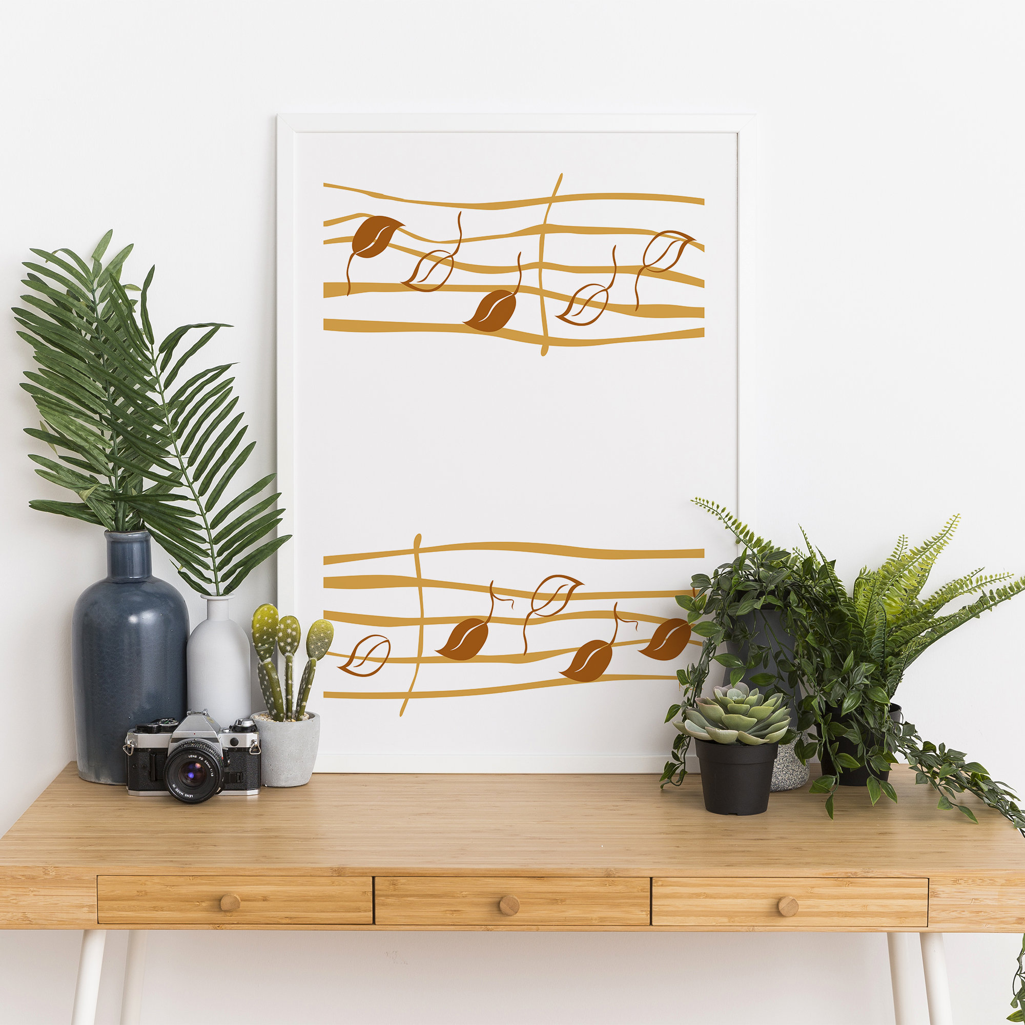 Music Notes Wall Art Leaf Music Poster Minimalist Terra - Etsy