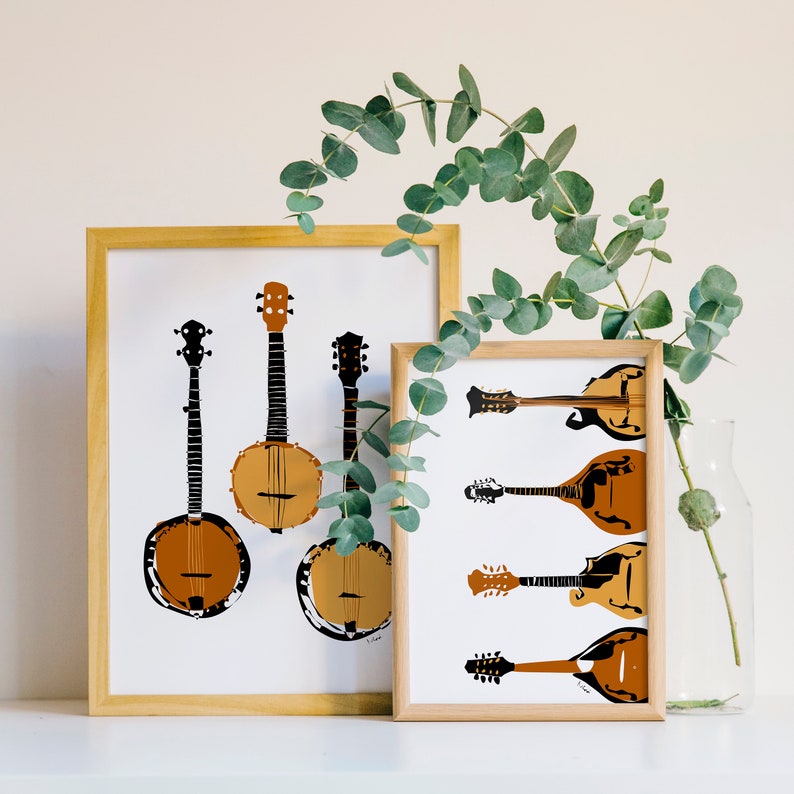 Mandolin Wall Art, Mandolin Poster, Minimalist Terra Cotta Digital Art ...