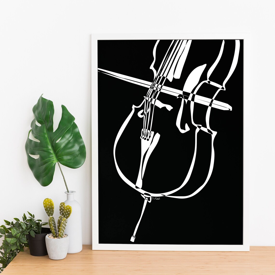 Cello Wall Art Cello Poster Minimalist Black & White Digital - Etsy
