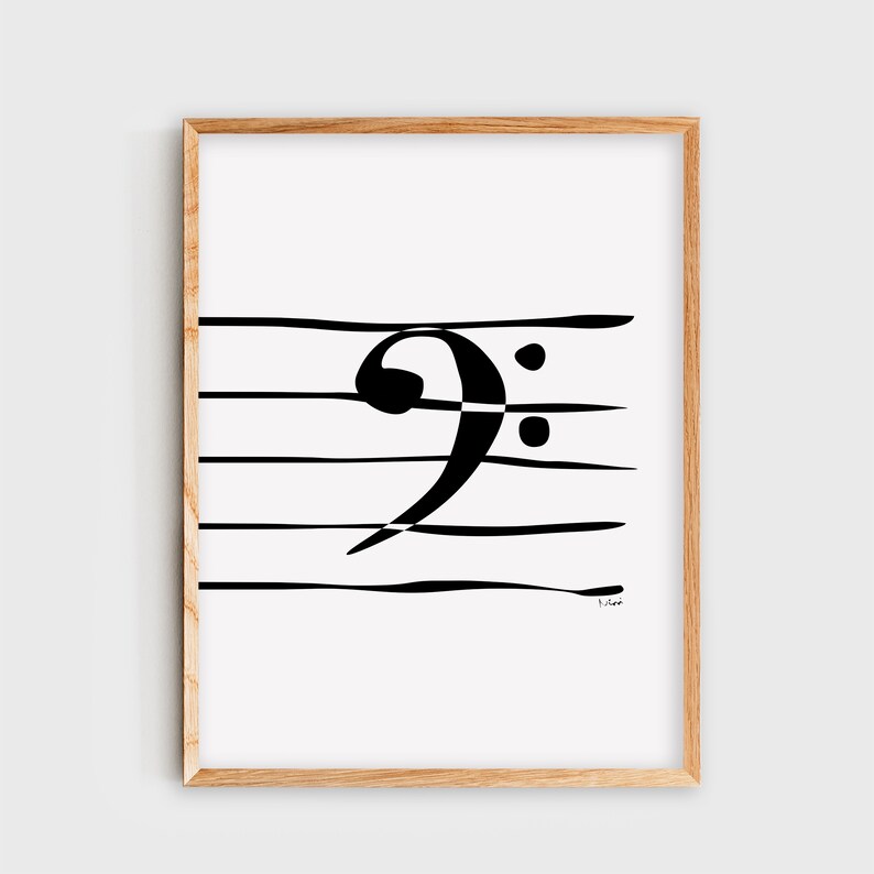 Bass Clef Wall Art, C Clef Music Poster, Bass Clef Print, Music ...