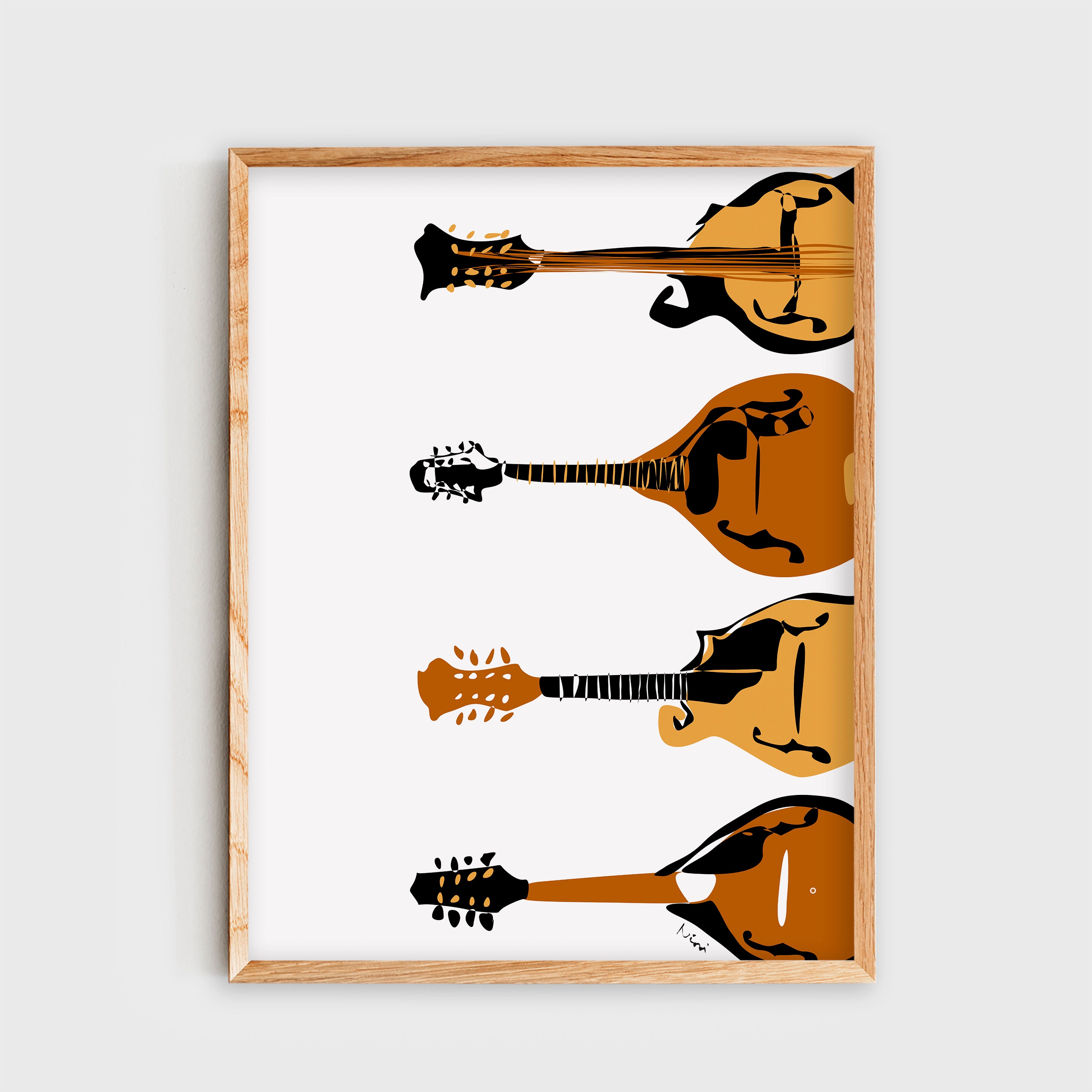 Mandolin Wall Art, Mandolin Poster, Minimalist Terra Cotta Digital Art ...