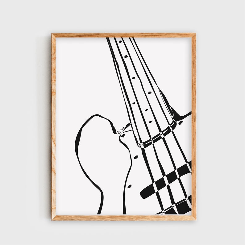 Bass Guitar Wall Art Guitar Poster Minimalist Black and - Etsy