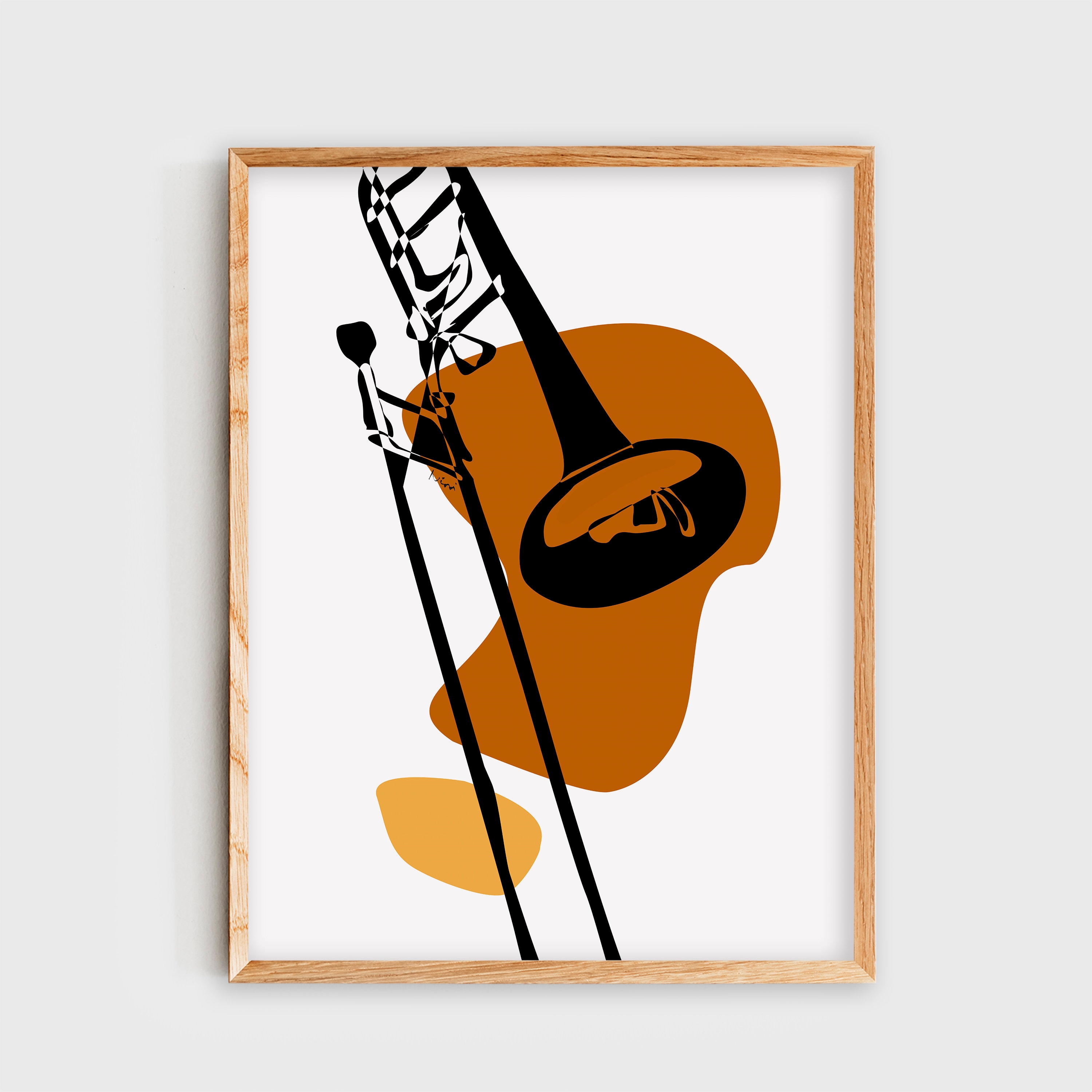 Trombone Wall Art, Trombone Poster, Minimalist Terra Cotta Digital Art ...