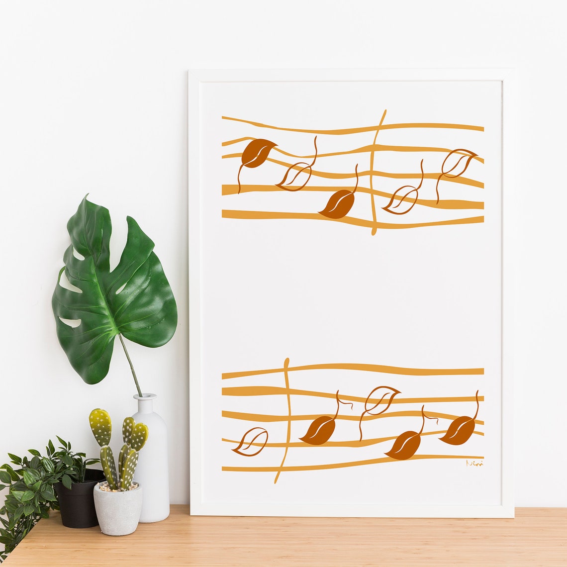 Music Notes Wall Art Leaf Music Poster Minimalist Terra - Etsy