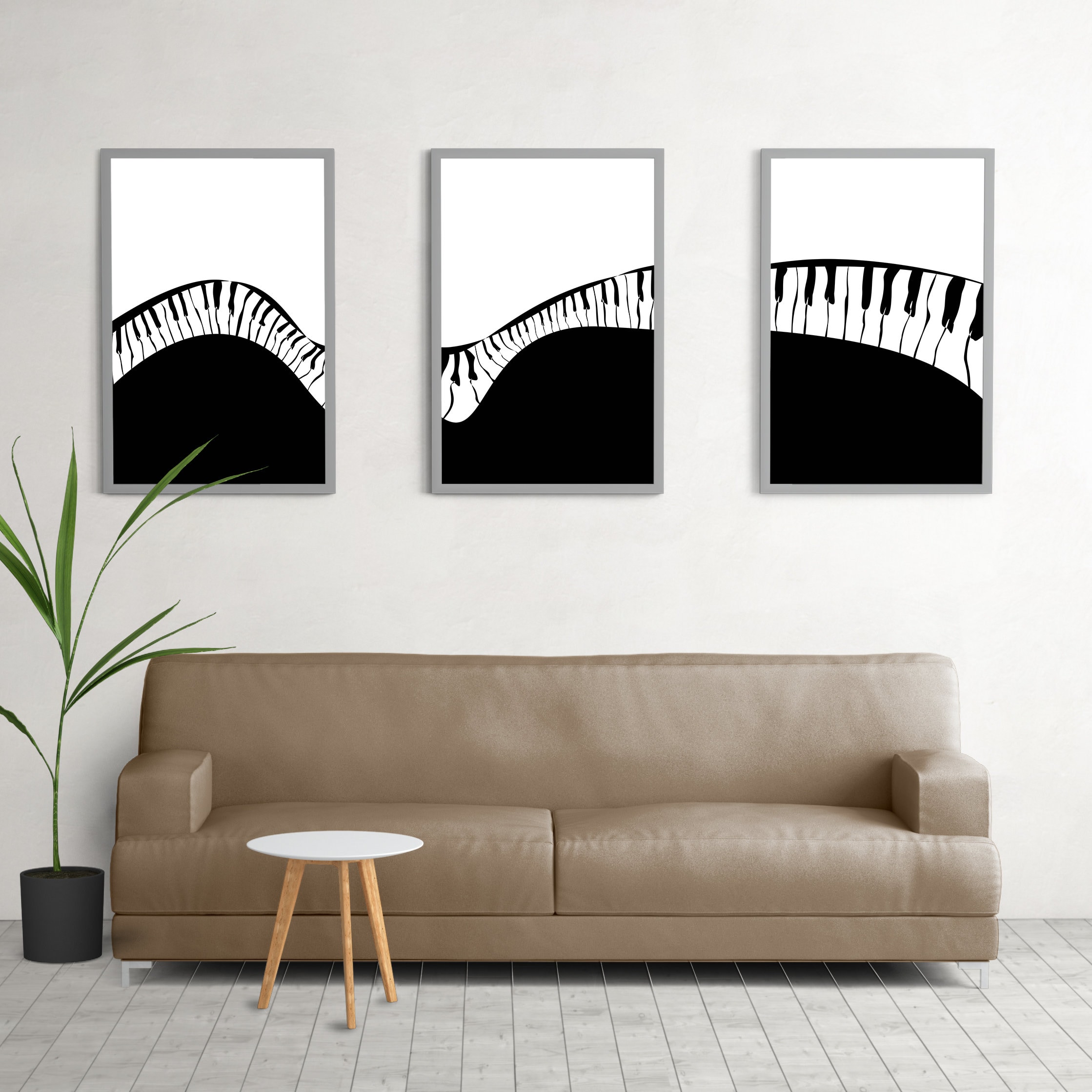 Set of 3 Piano Wall Art, Piano Poster, Minimalist Black and White ...