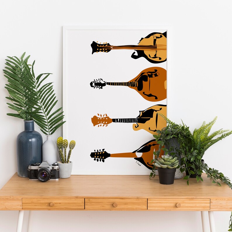 Mandolin Art Print: Minimalist Music Room Decor (digital Download) - Etsy