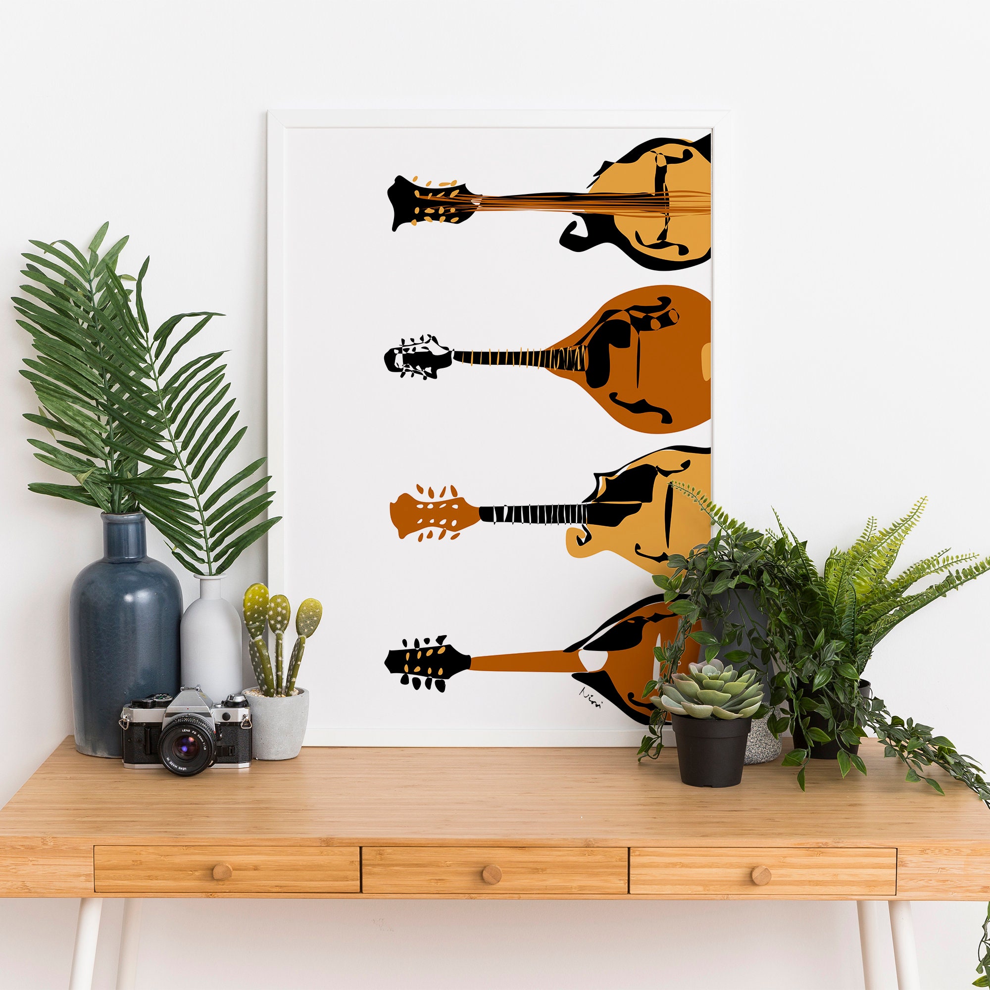Mandolin Wall Art, Mandolin Poster, Minimalist Terra Cotta Digital Art ...