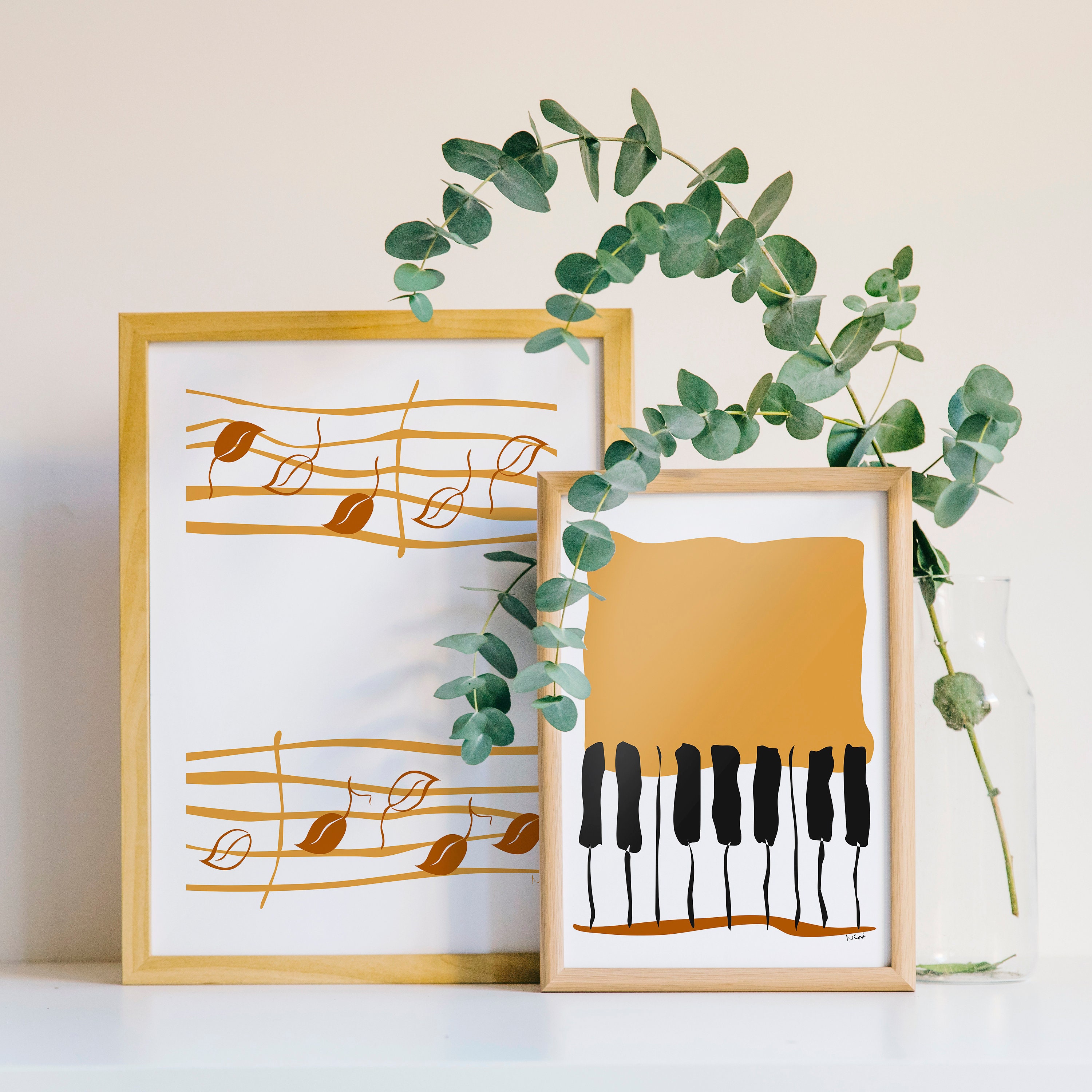 Music Notes Wall Art Leaf Music Poster Minimalist Terra - Etsy