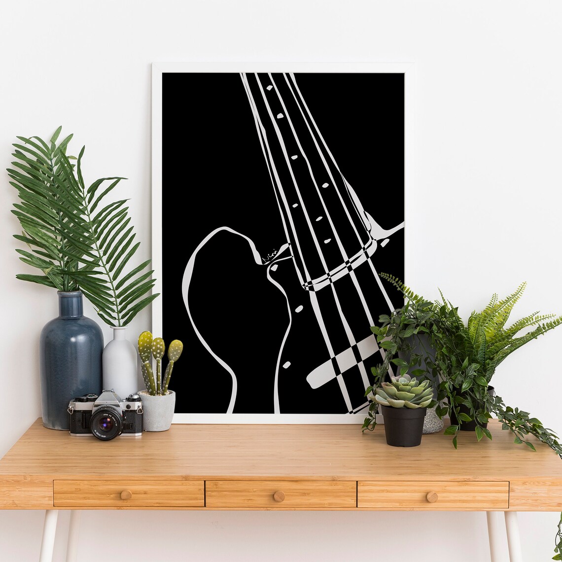 Bass Guitar Wall Art Guitar Poster Minimalist Black and - Etsy