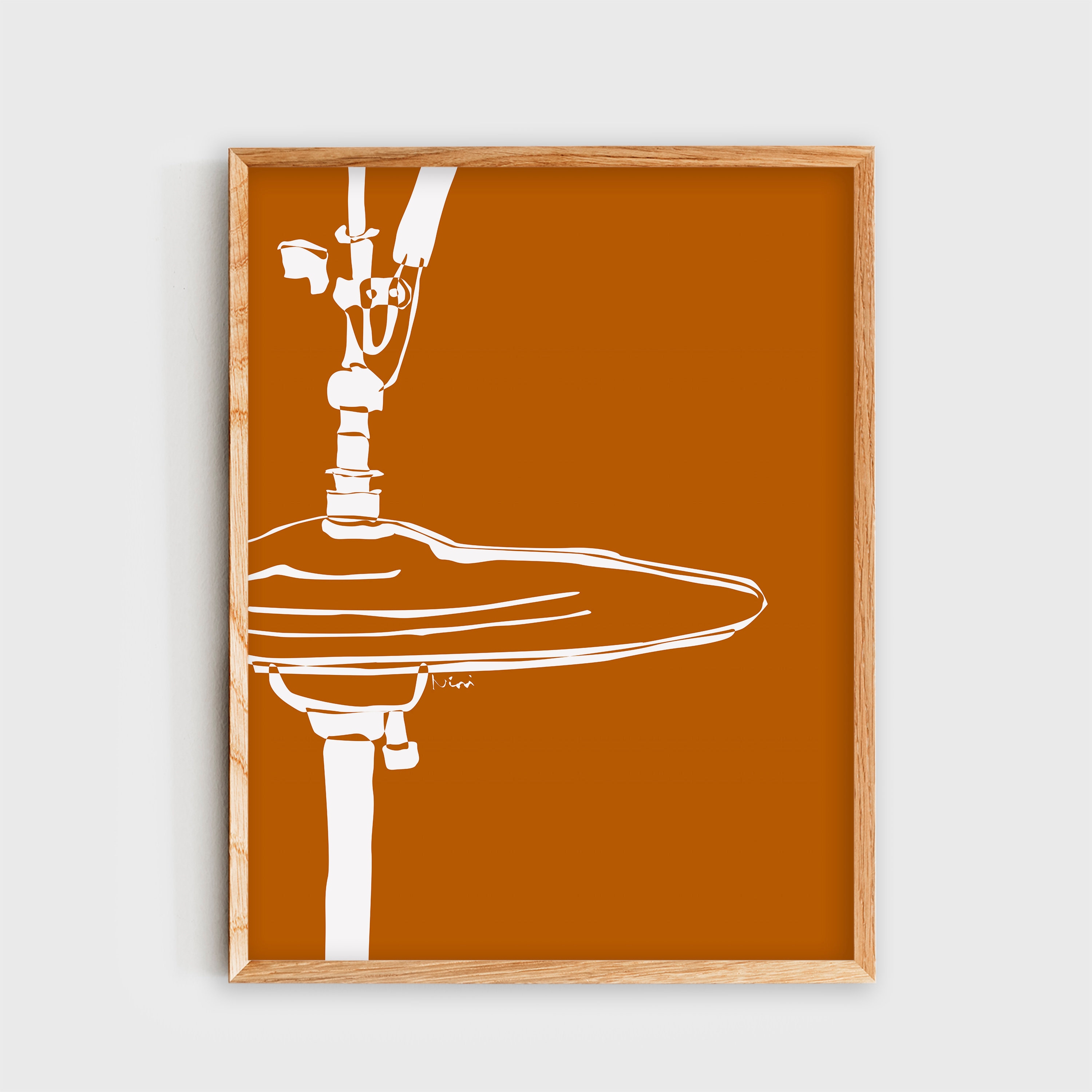 Set of 3 Drum Set Wall Art, Drums Poster, Minimalist Terra Cotta Tenne ...