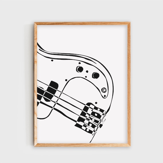 Bass Guitar Wall Art Guitar Poster Minimalist Black and | Etsy