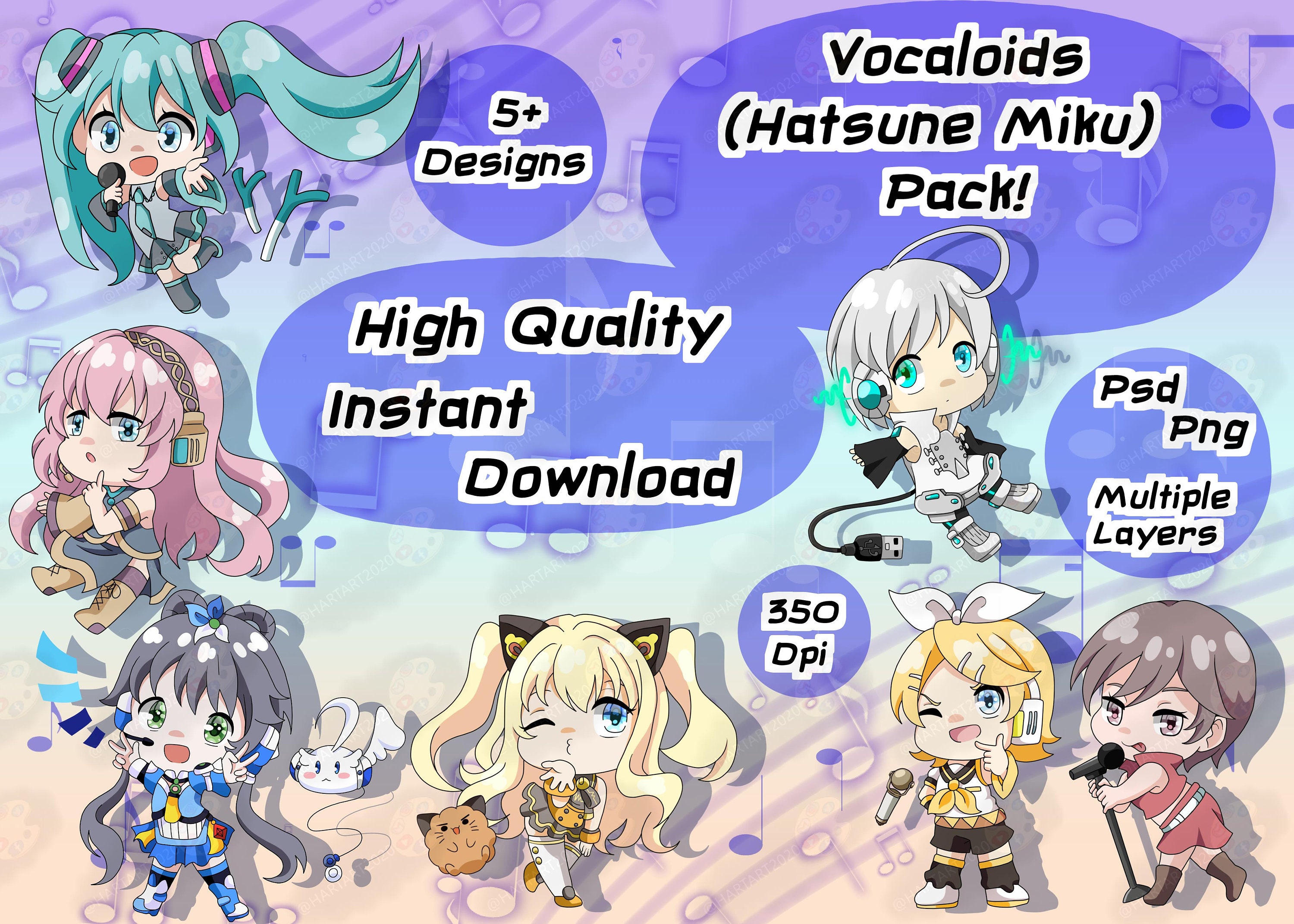 Vocaloid Hatsune Miku Pack 002 Chibis - Etsy