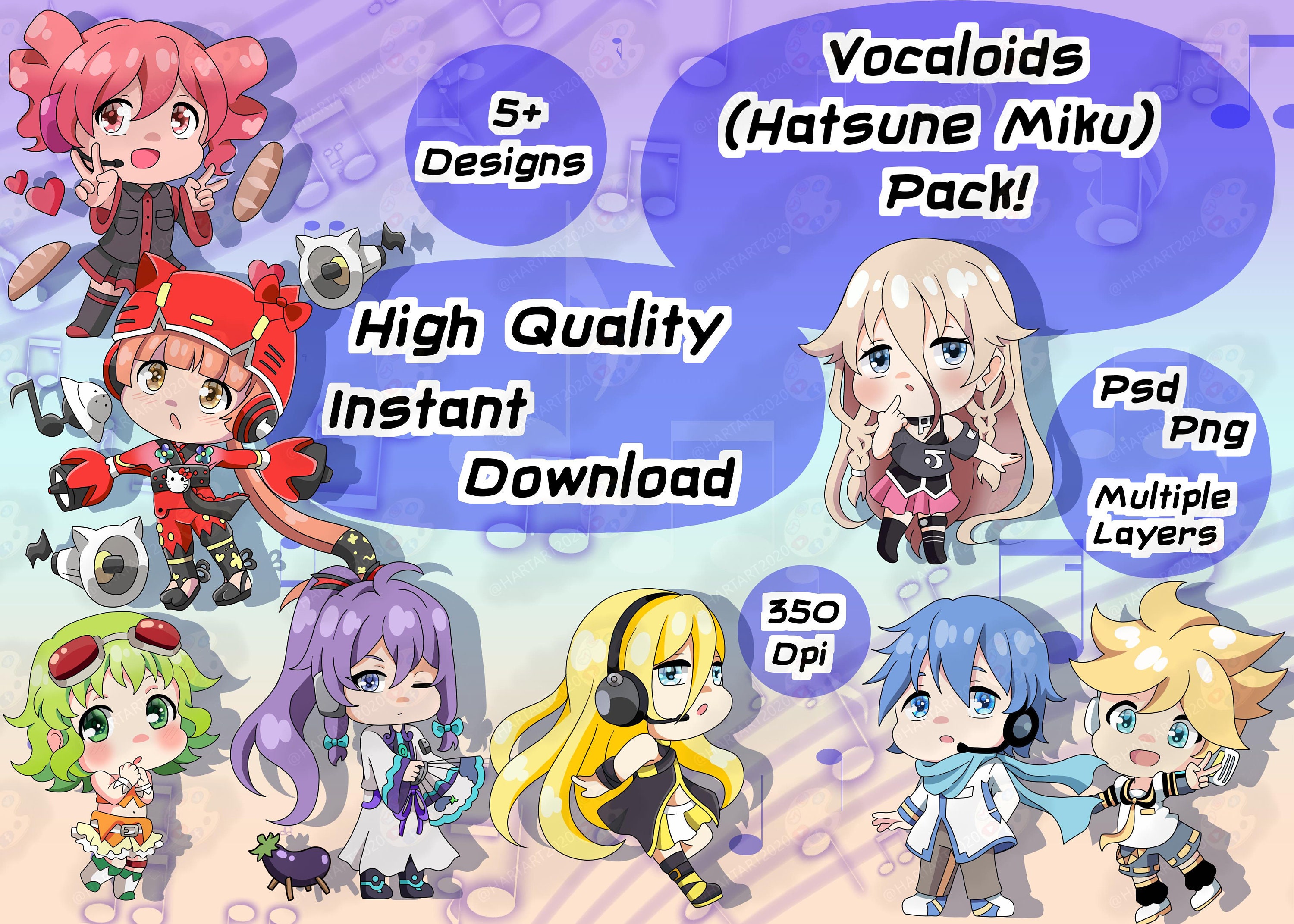 Vocaloid Hatsune Miku Pack 001 Chibis - Etsy