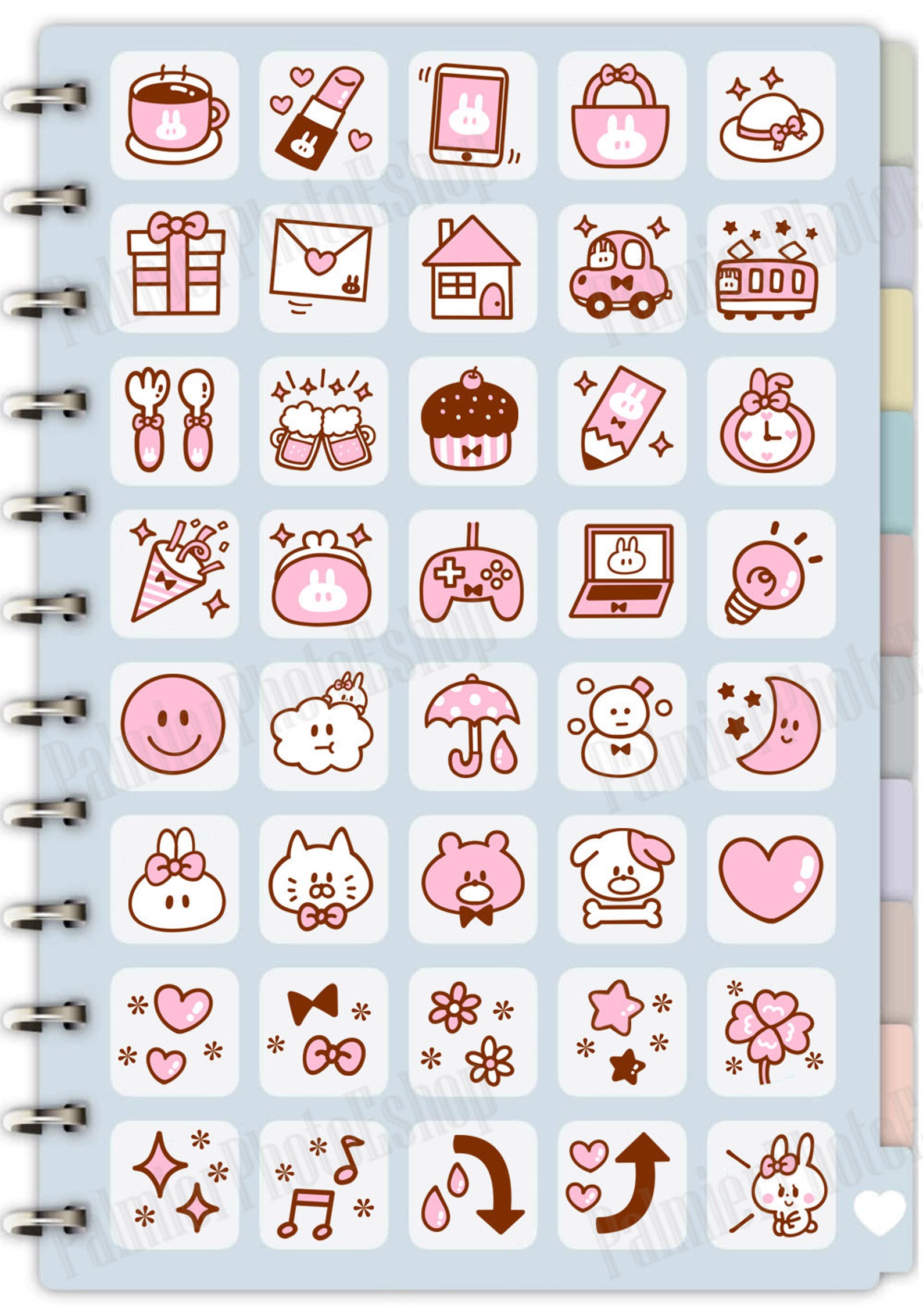 Digital Pinky Bunny Icons Clip Art/sticker/goodnotes/scrapbook/diary ...
