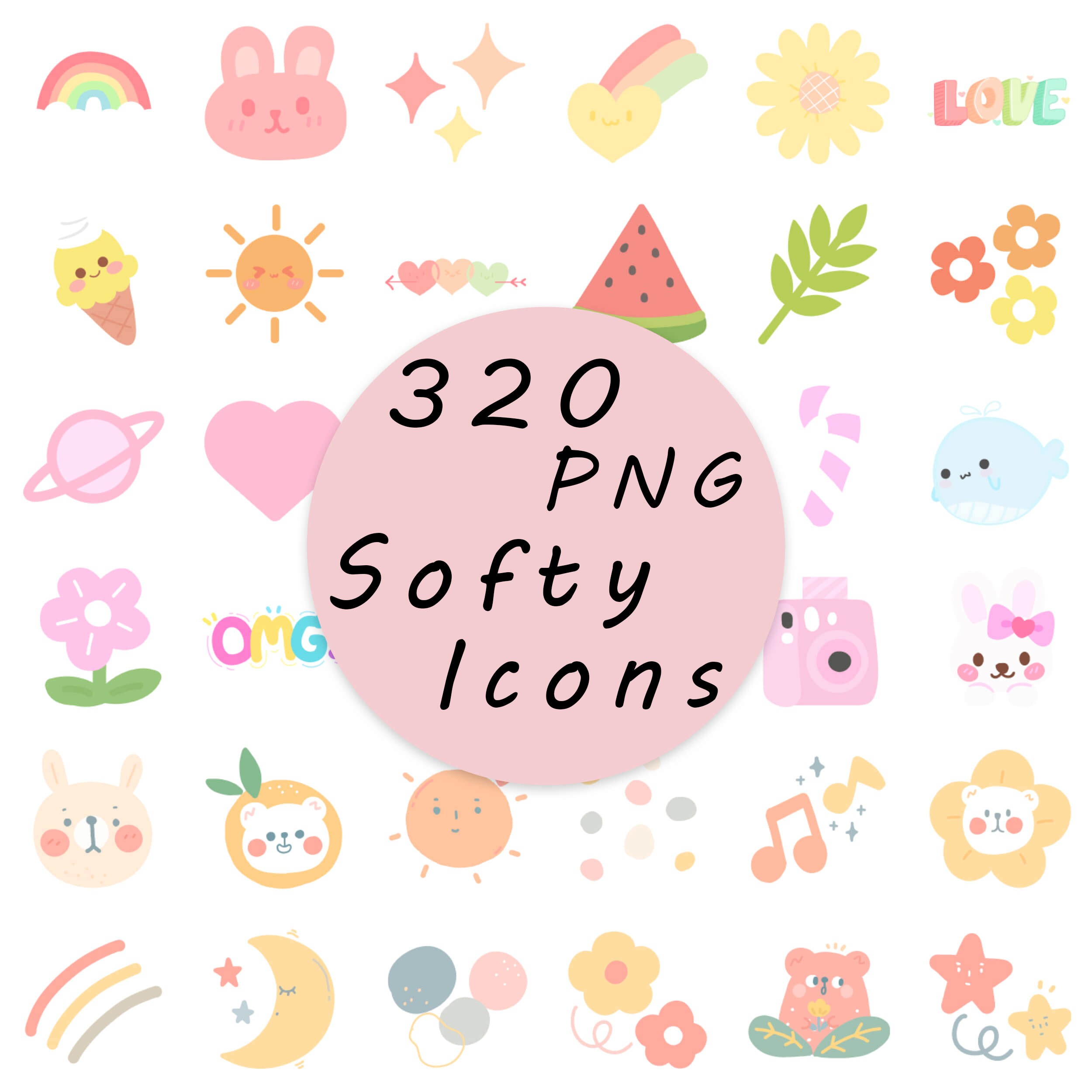 Digital Cute Softy Icons/emoji Cute Clip Art/sticker/goodnotes/planner ...