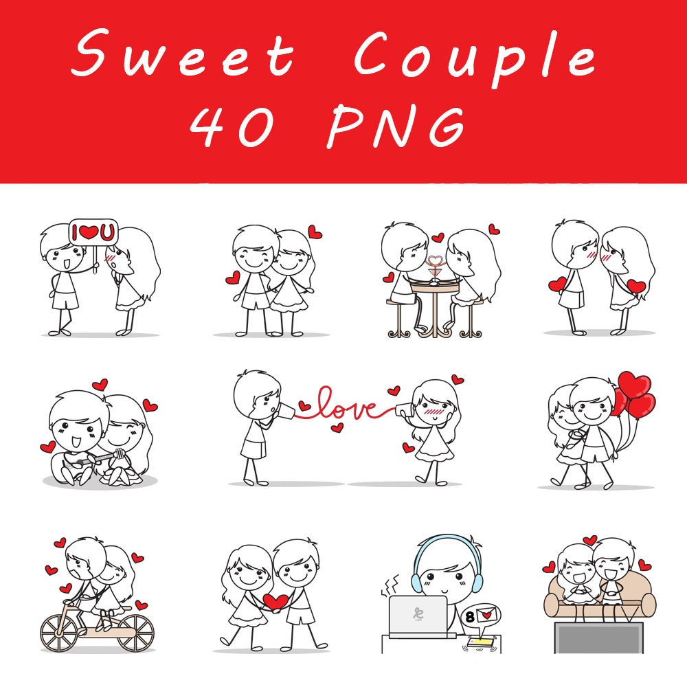 Digital Sweet Couple Clip Art/sticker/goodnotes/scrapbook/diary/planner ...