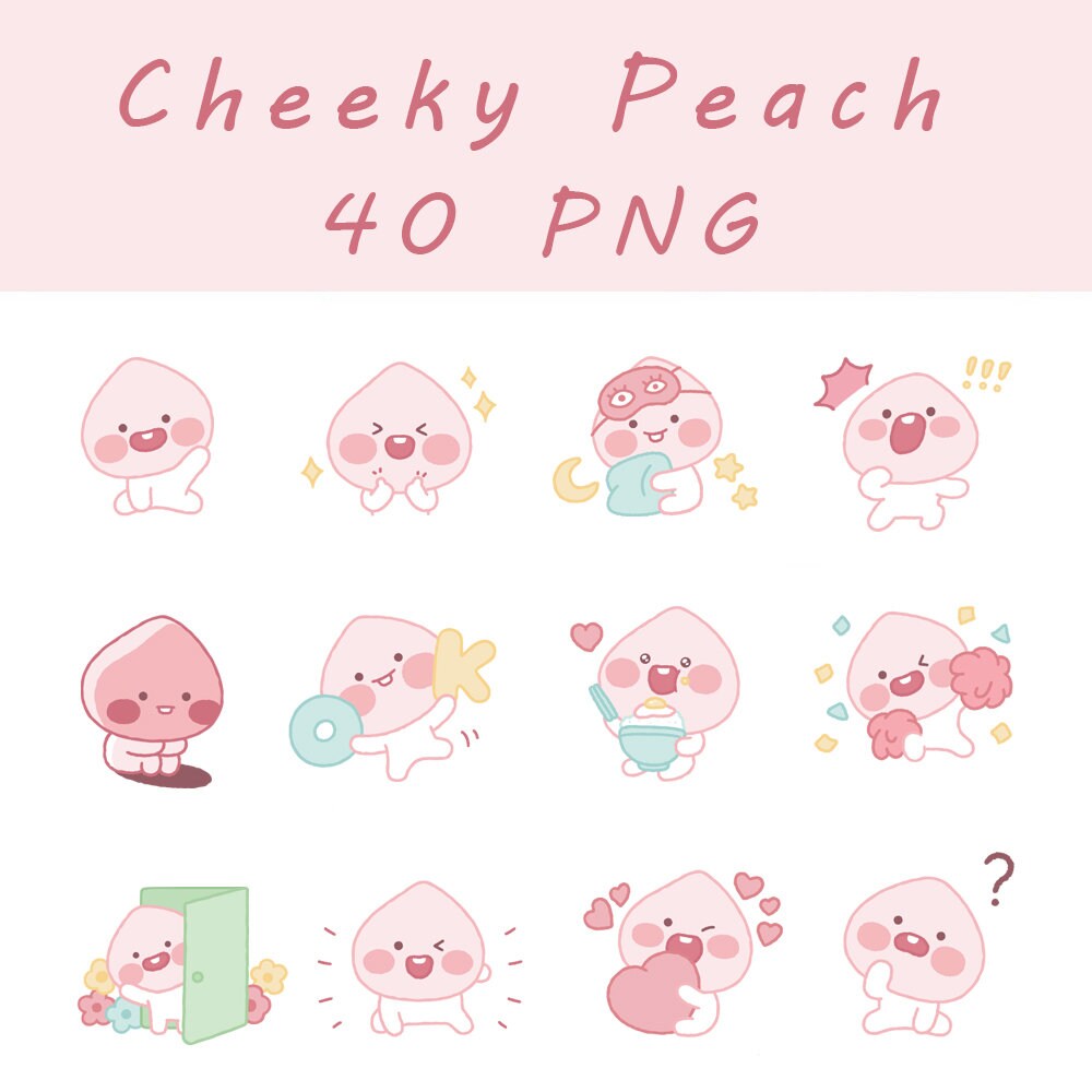 Digital Cheeky Peach Clip Art/sticker/goodnotes/scrapbook/diary/planner ...