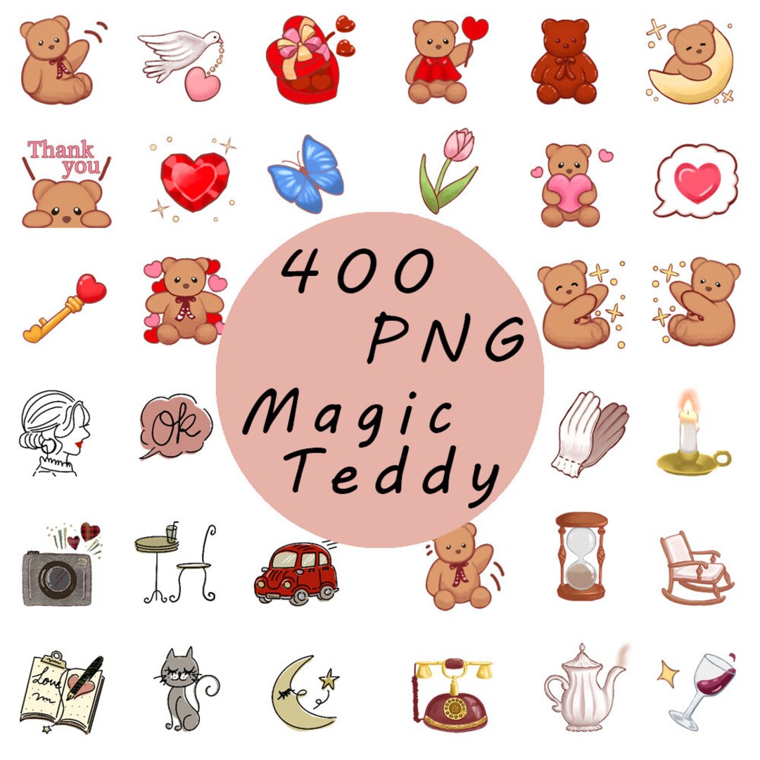 Digital Magic Teddy Clip Art/sticker/goodnotes/scrapbook/diary/planner ...