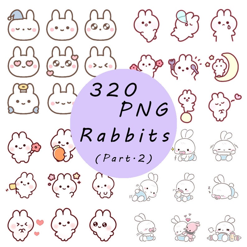 Digital Rabbits Collection (part.2) Icons Clip Art/sticker/goodnotes ...