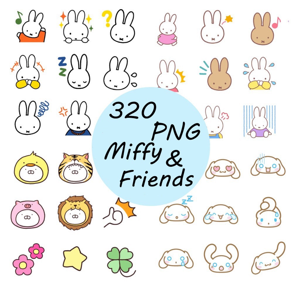 Digital Cute Bunny Miffy and Friends Clip - Etsy