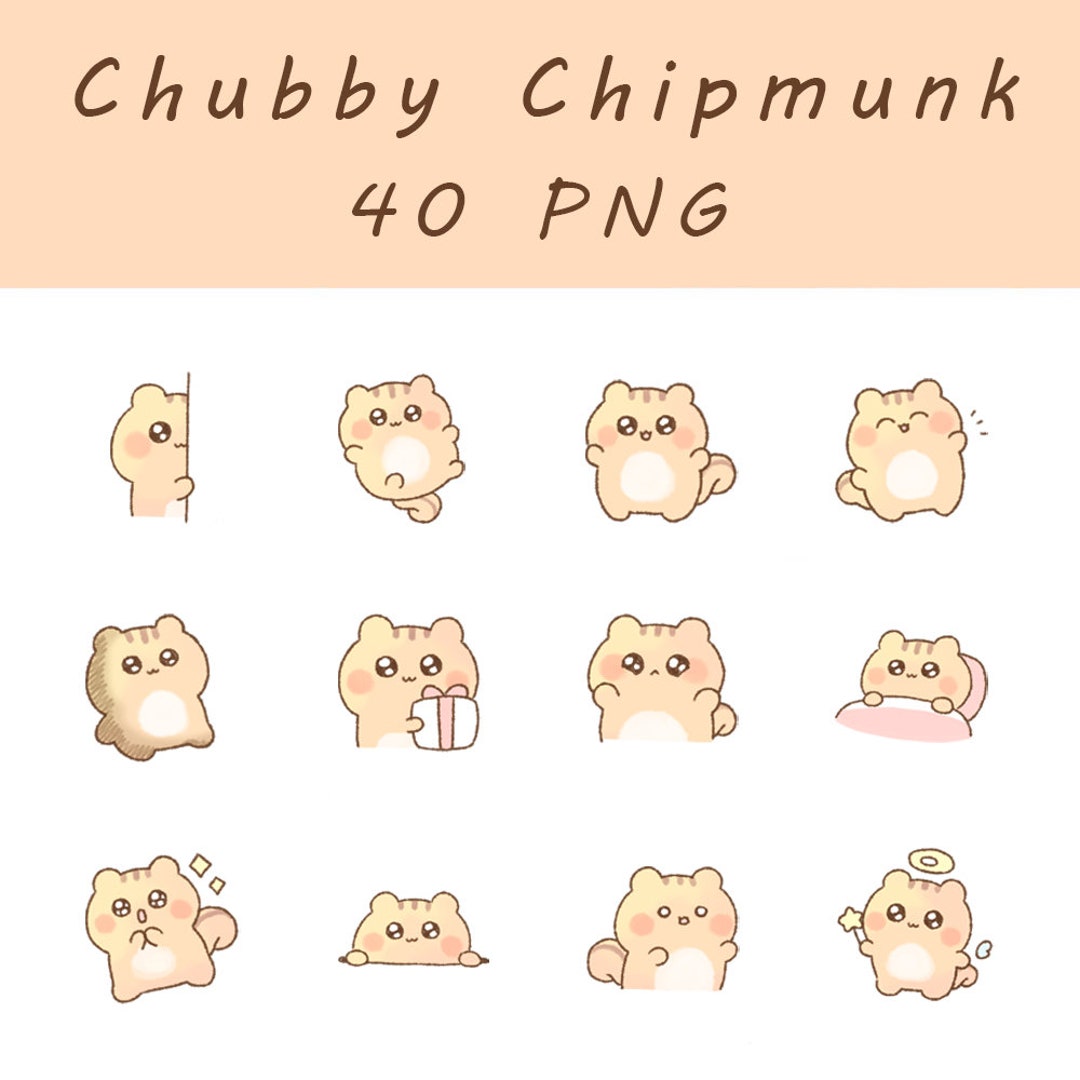 Digital Cute Chubby Chipmunk Clip Art/sticker/goodnotes/scrapbook/diary ...