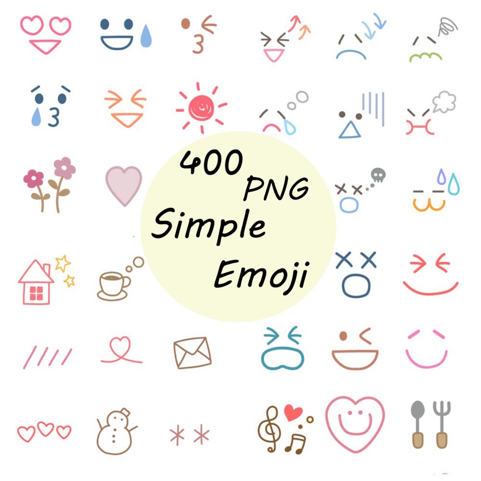 Digital Simple Emoji Cute Clip Art/sticker/goodnotes/planner Material ...